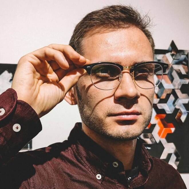 Derrick Classic Wayframe Black/Golden Full-Frame TR90 Eyeglasses ...