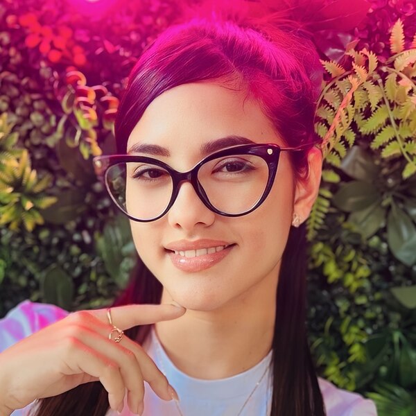 Mavis Cat Eye Black/Golden Full-Frame TR90 Eyeglasses | GlassesShop