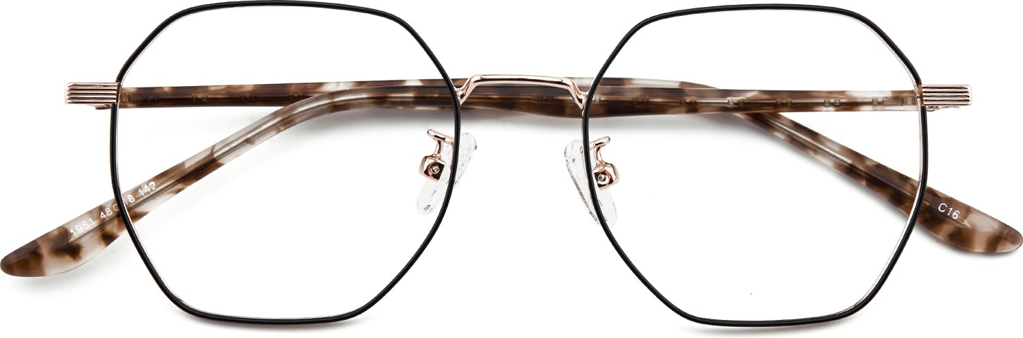 Winston Polygon - Black/Golden/Crystal Tortoise Eyeglasses