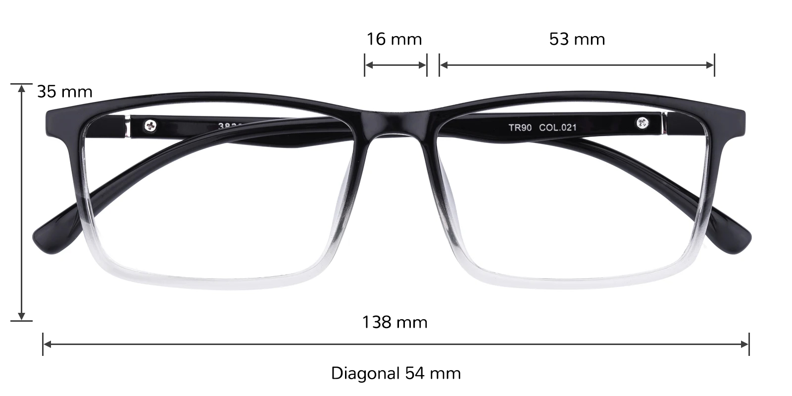 Mason Rectangle Black/Crystal Full-Frame TR90 Eyeglasses | GlassesShop