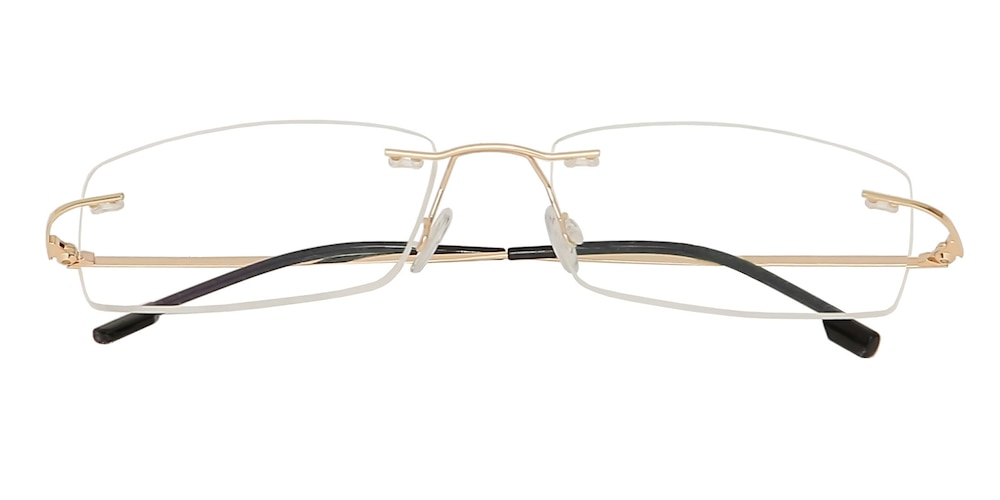 Terre Rectangle Golden Rimless Metal Eyeglasses | GlassesShop