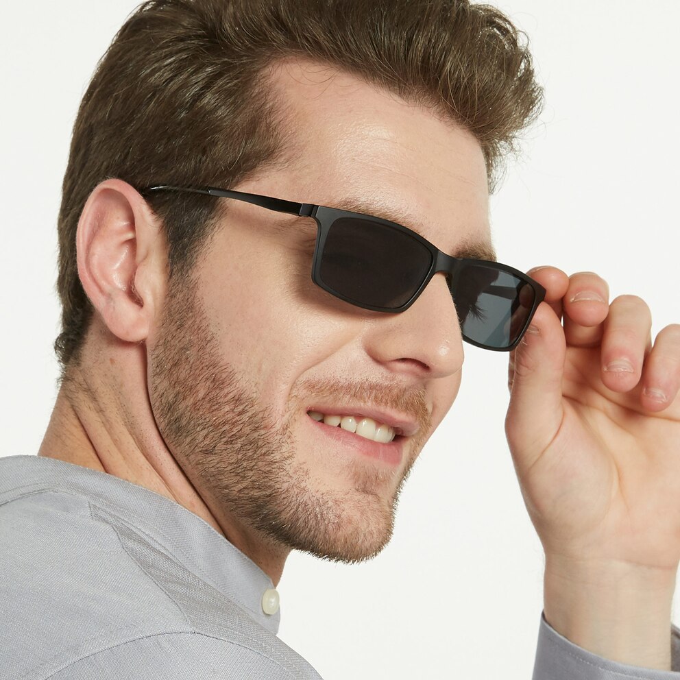 Matthew Rectangle Black Semi-Rimless Metal Eyeglasses | GlassesShop