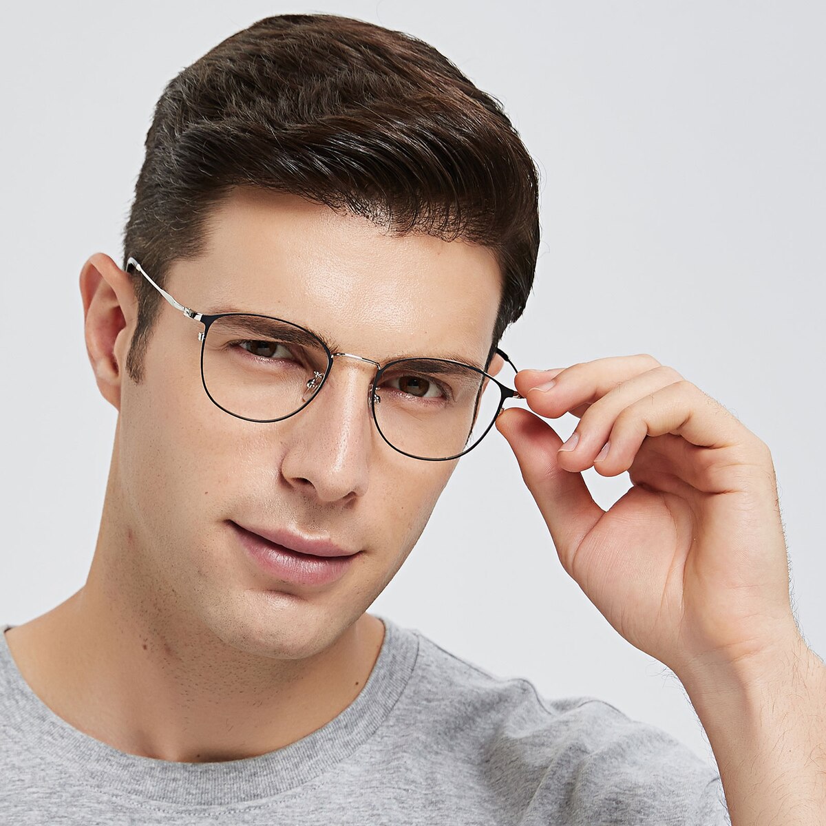 Rochester Classic Wayframe Black/Silver Full-Frame Metal Eyeglasses ...