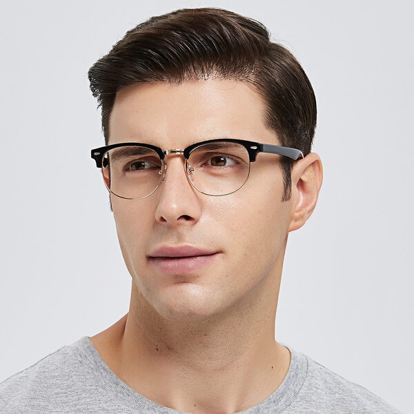 Derrick Classic Wayframe Black/Golden Full-Frame TR90 Eyeglasses ...