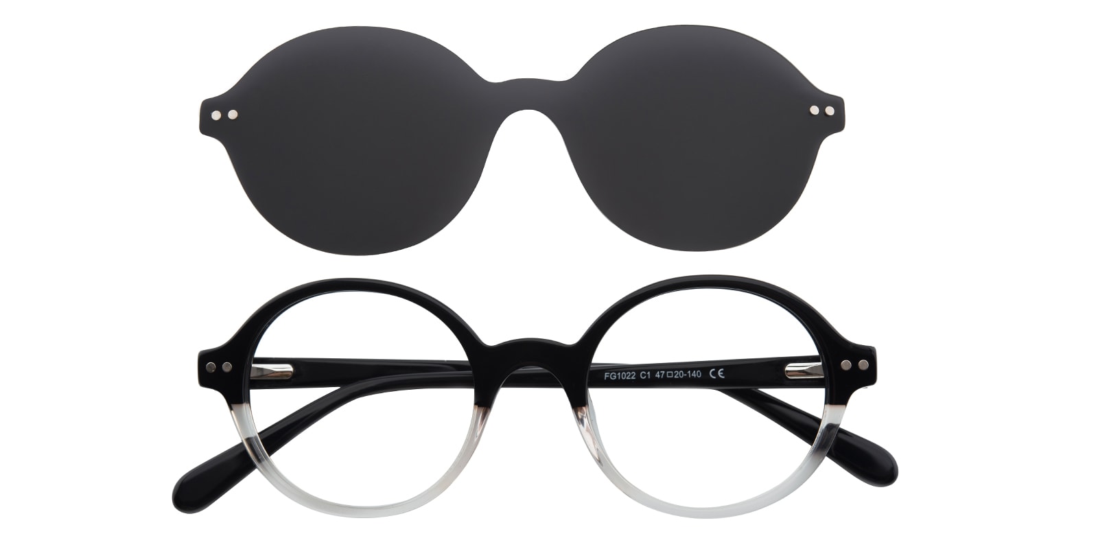 Everett Round Black/Crystal Full-Frame Acetate Eyeglasses | GlassesShop