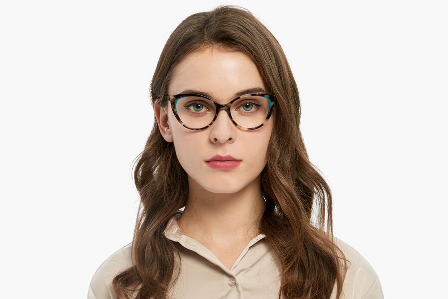 Prima Cat Eye Tortoise/Cyan Full-Frame Acetate Eyeglasses | GlassesShop