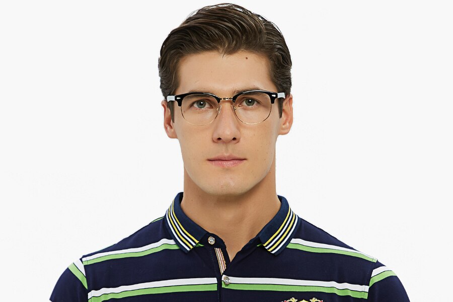 Derrick Classic Wayframe Black/Golden Full-Frame TR90 Eyeglasses ...