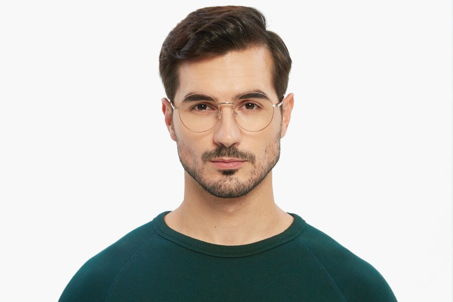 Frederic Round Champagne/Golden Full-Frame Metal Eyeglasses | GlassesShop