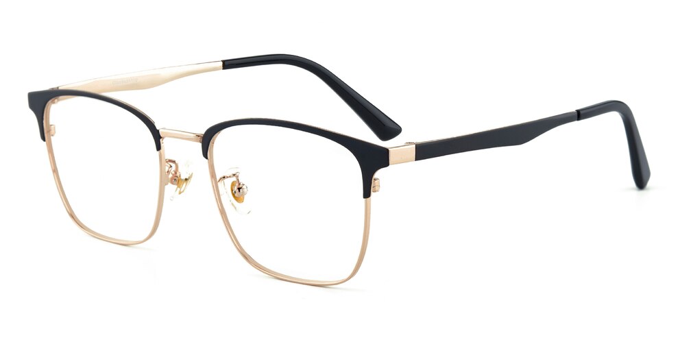 Alston Rectangle Black/Rose Gold Full-Frame Titanium Eyeglasses ...