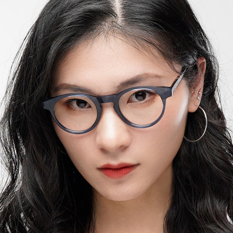 Lawton Round - Grayish Blue/Tortoise Eyeglasses