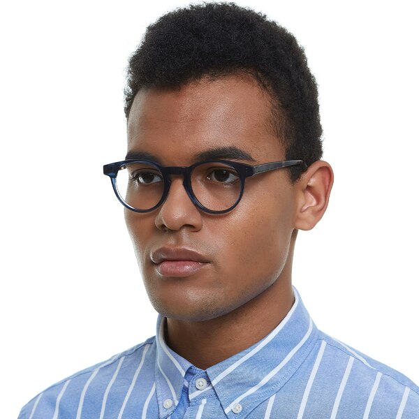 Lawton Round - Grayish Blue/Tortoise Eyeglasses