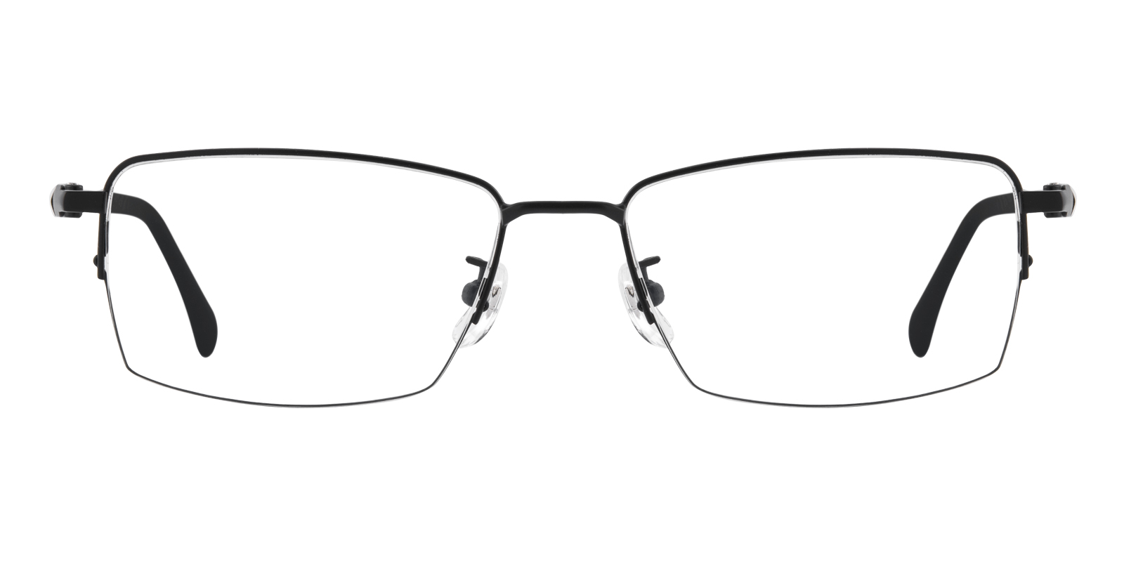 Truman Rectangle Black Semi-Rimless Metal Eyeglasses | GlassesShop