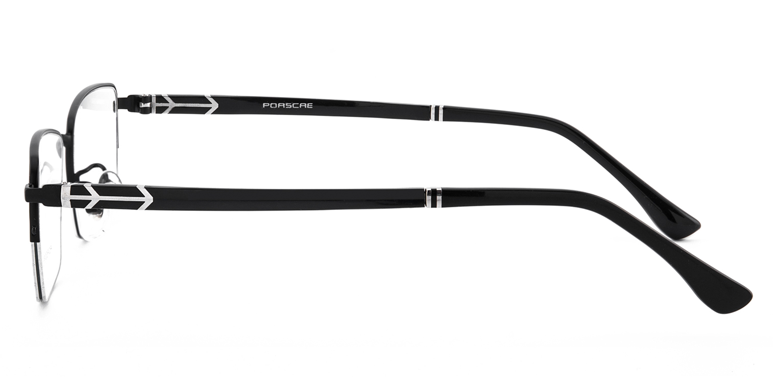Truman Rectangle Black Semi-Rimless Metal Eyeglasses | GlassesShop