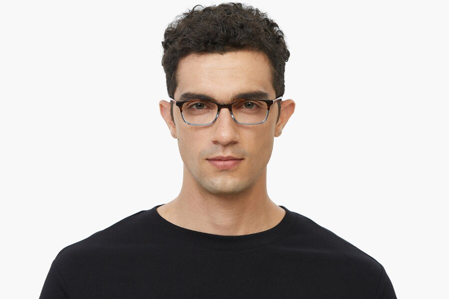 Union Rectangle Brown/Blue Full-Frame Acetate Eyeglasses | GlassesShop