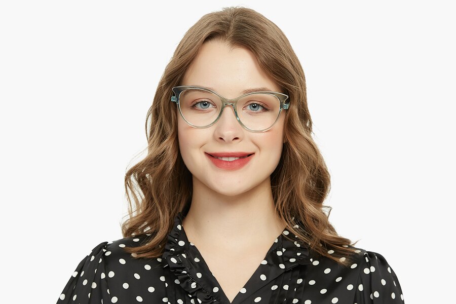 Reuben Cat Eye Light Blue Full-Frame Acetate Eyeglasses | GlassesShop