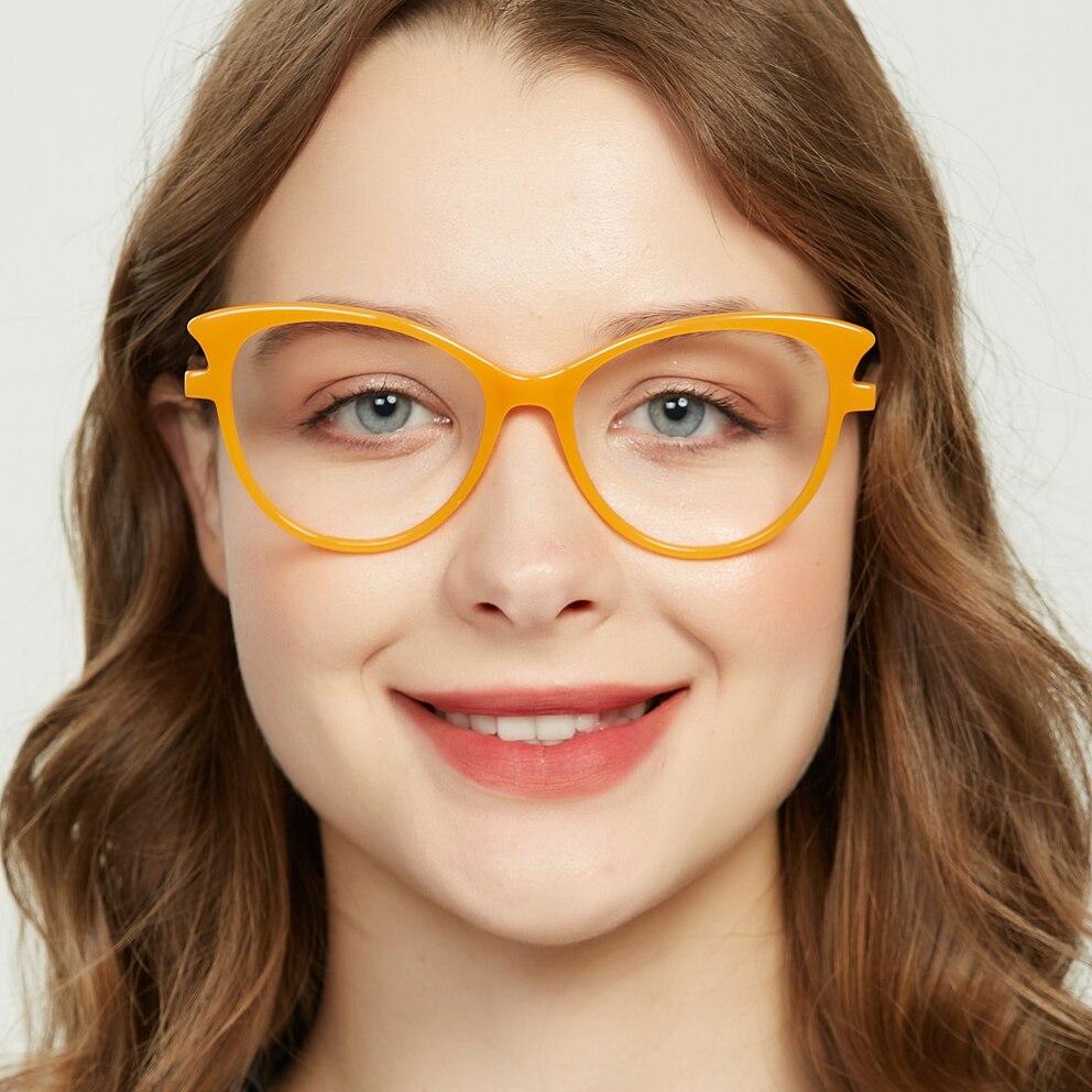 Reuben Cat Eye Yellow/Champagne Full-Frame Acetate Eyeglasses | GlassesShop
