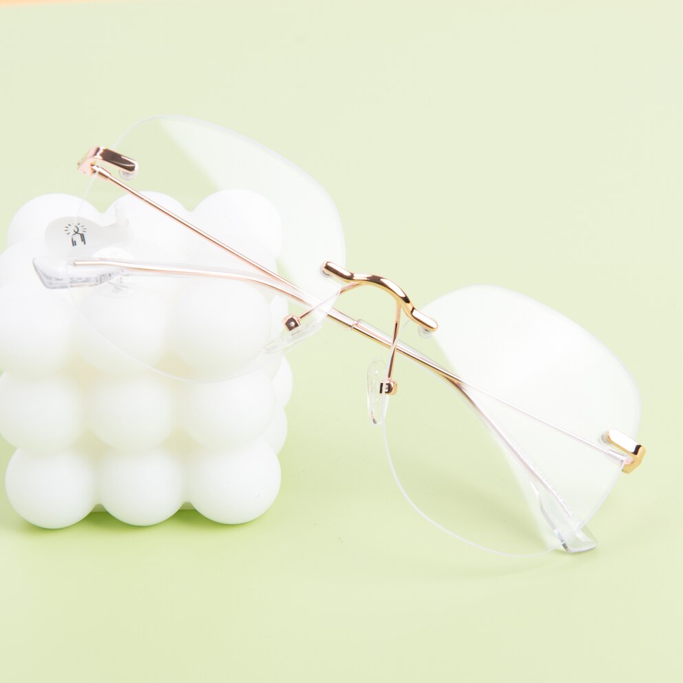 Richfield Polygon Rose Gold Rimless Metal Eyeglasses | GlassesShop