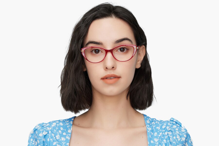 Sabrina Cat Eye Red Full-Frame Plastic Eyeglasses | GlassesShop