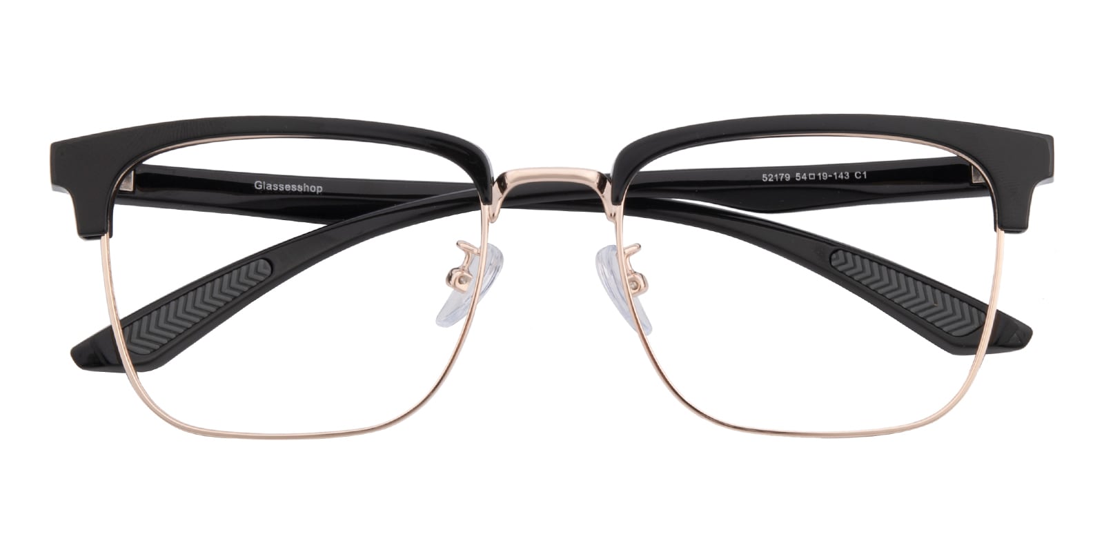 Cleveland Rectangle,Browline Black/Golden Eyeglasses | Glassesshop