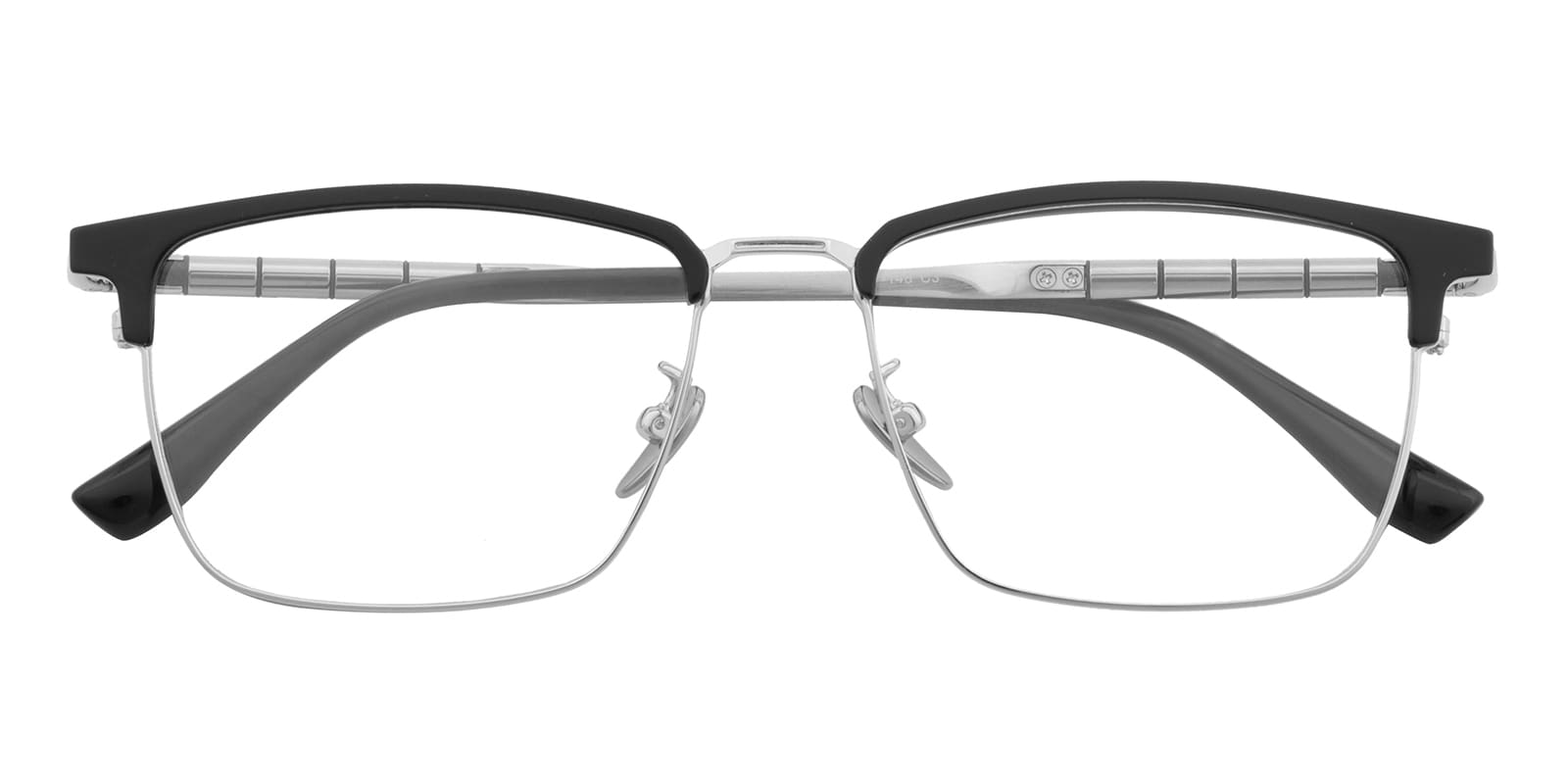 Humphr Rectangle,Browline Black/Silver Eyeglasses | Glassesshop