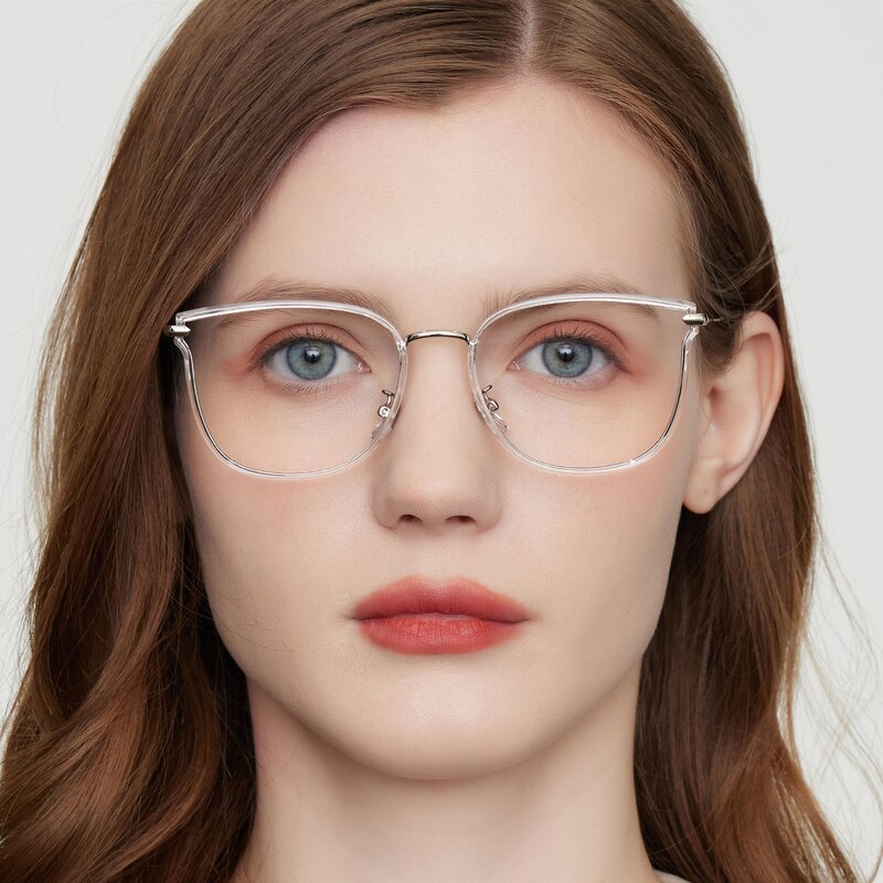 Edwina Cat Eye - Crystal/Silver Eyeglasses