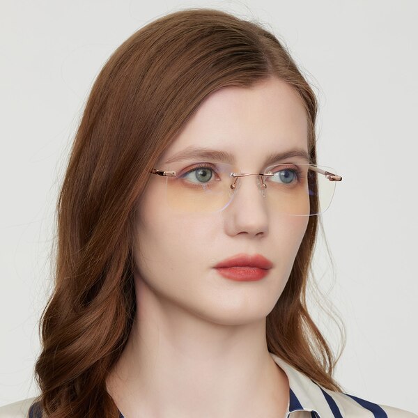 AnnArbor Rectangle - Golden Eyeglasses