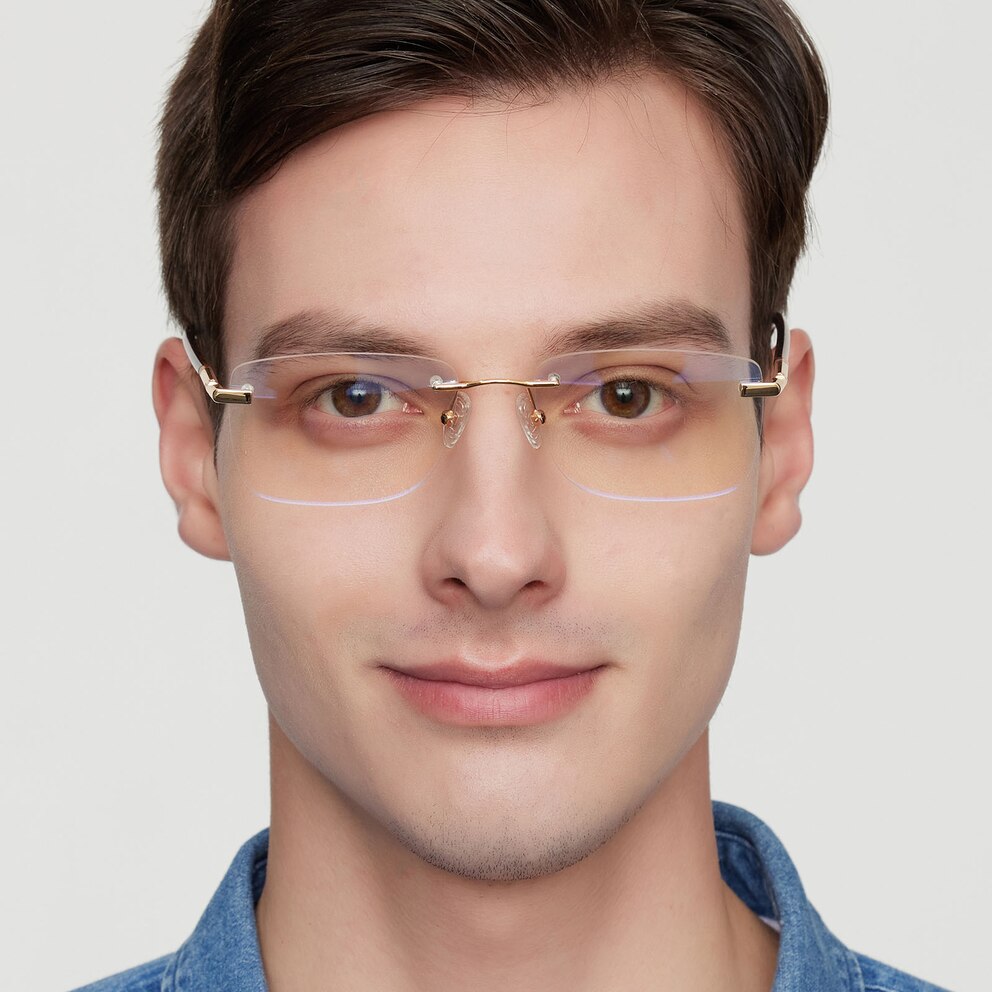 AnnArbor Rectangle Golden/Tortoise Rimless Metal Eyeglasses | GlassesShop