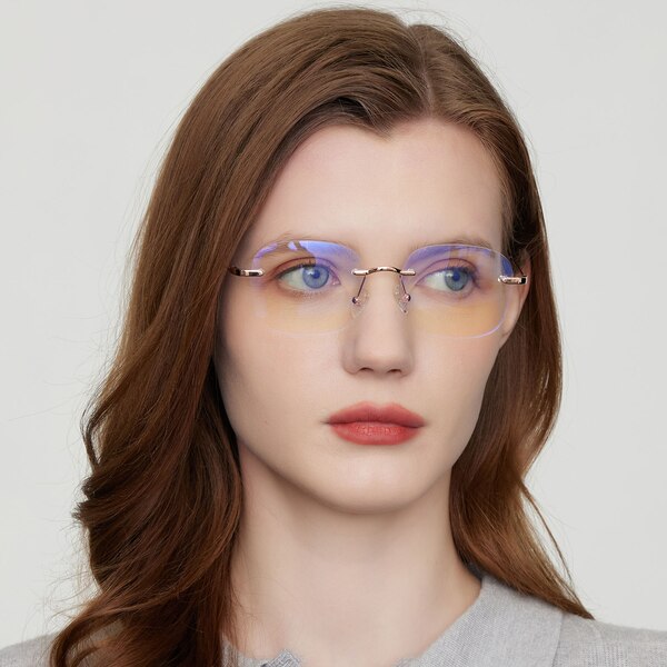 Benson Rectangle Rose Gold Eyeglasses