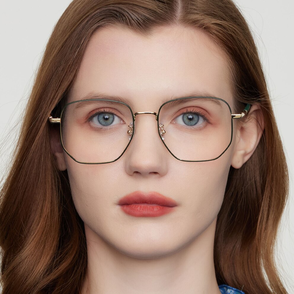Smollett Polygon - Green Eyeglasses