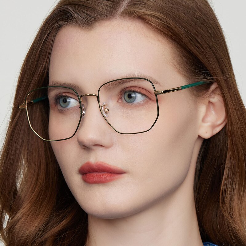 Smollett Polygon - Green Eyeglasses