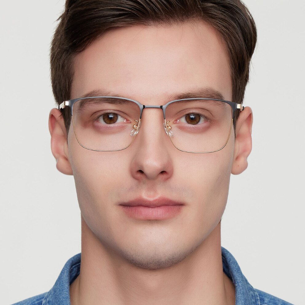 Brandon Rectangle - Black/Golden Eyeglasses