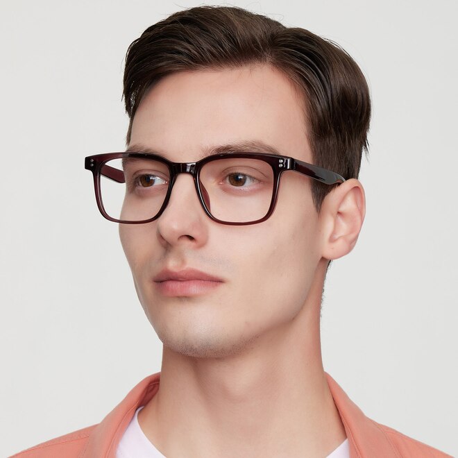 Roderick Square - Burgundy Eyeglasses