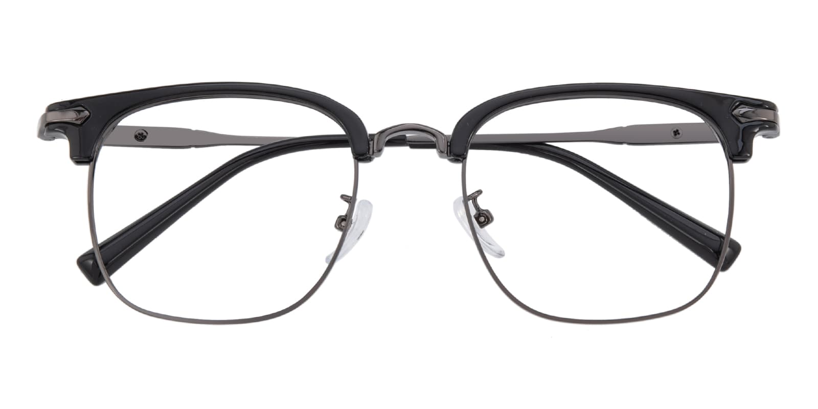 Nicky Rectangle,Browline Black/Gunmetal Eyeglasses | Glassesshop