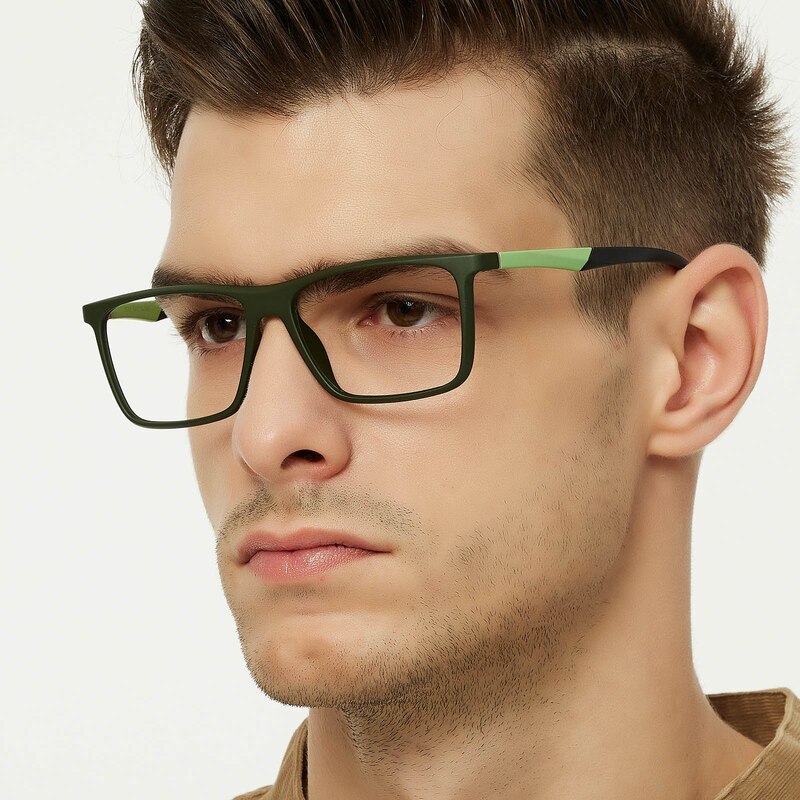 Bruno Rectangle Green Eyeglasses