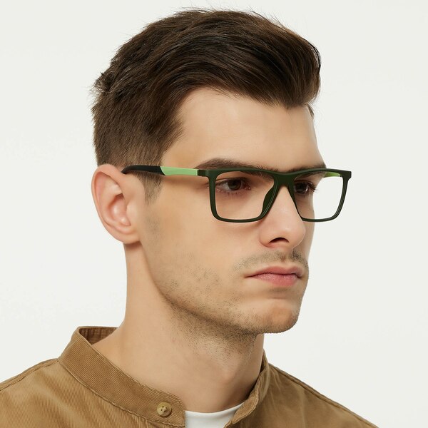 Bruno Rectangle - Green Eyeglasses