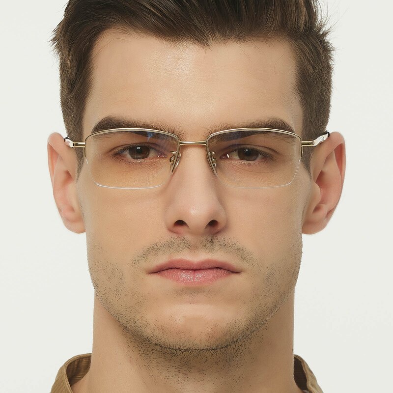 Charles Rectangle - Golden Eyeglasses