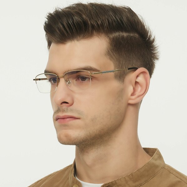 Charles Rectangle - Golden Eyeglasses
