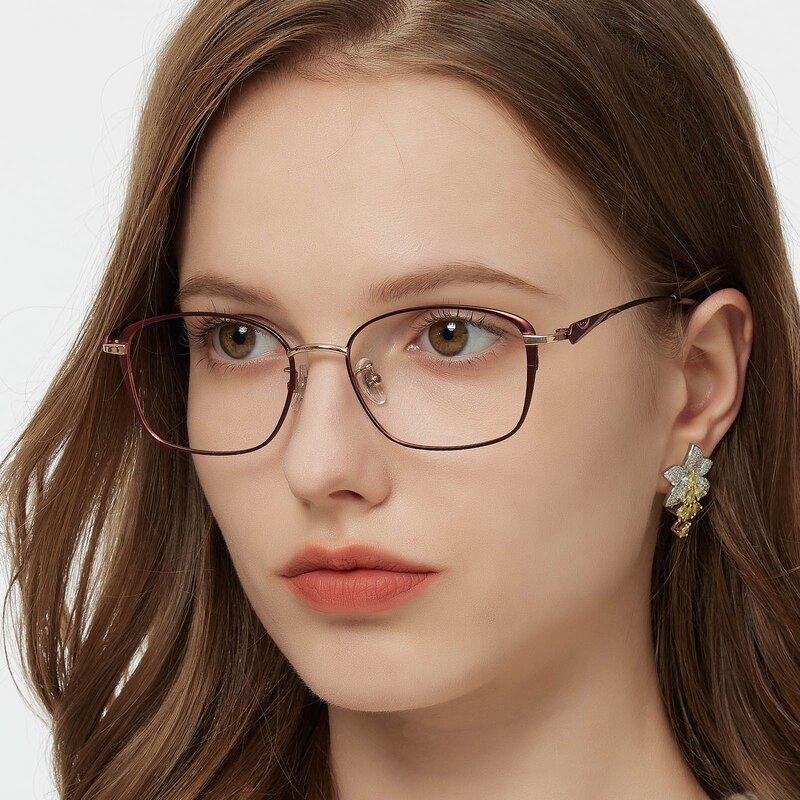 Celina Oval - Burgundy/Rose Gold Eyeglasses