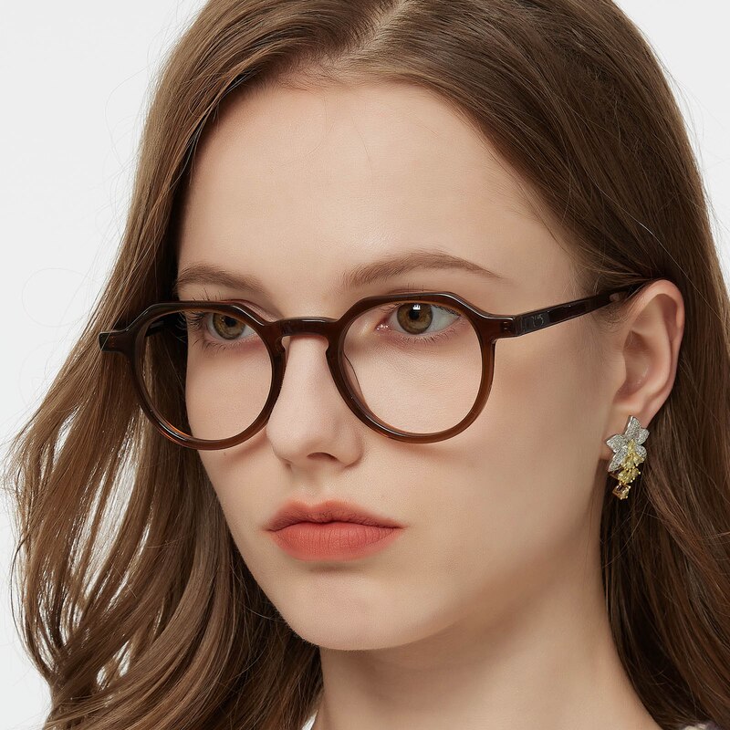 Hunter Polygon - Brown Eyeglasses