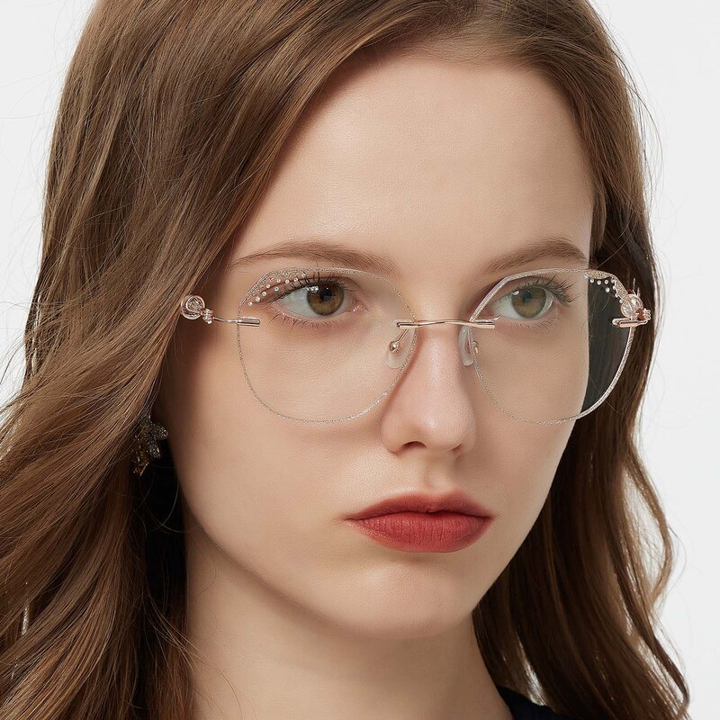 Cathy Polygon - Rose Gold Eyeglasses