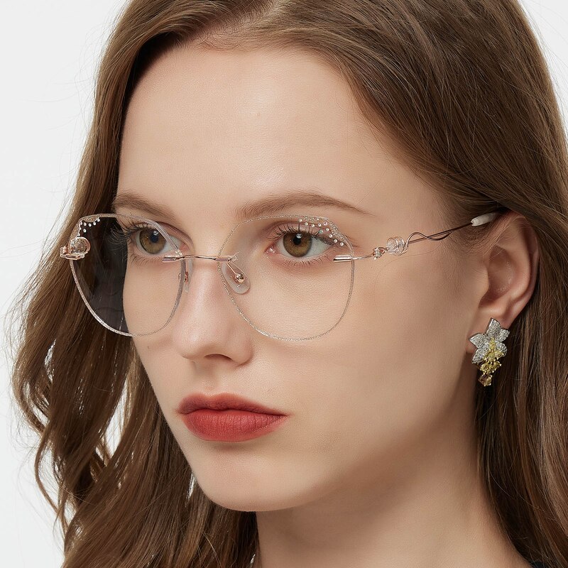 Cathy Polygon - Rose Gold Eyeglasses
