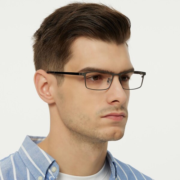 Isaac Rectangle - Gunmetal Eyeglasses