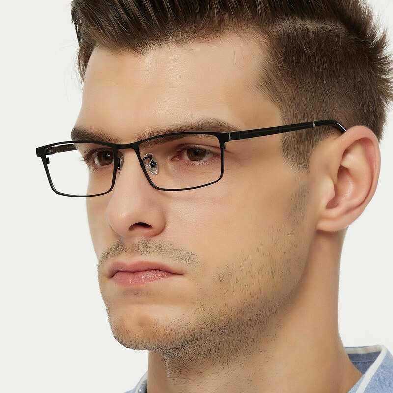 Isaac Rectangle - Black Eyeglasses