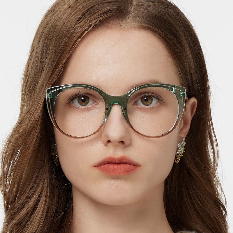 Cynthia Cat Eye - Green Eyeglasses