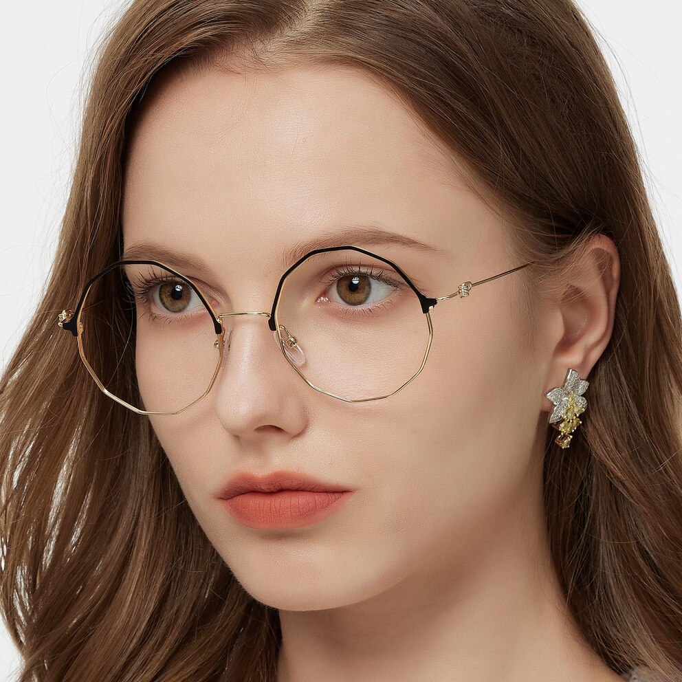 Boulder Round - Black/Golden Eyeglasses