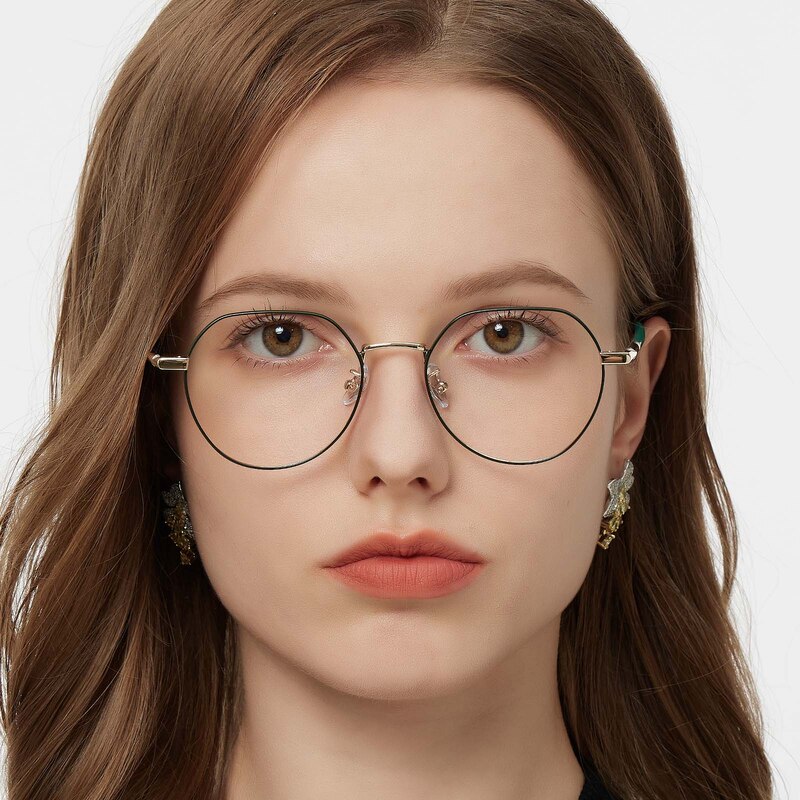 Alva Polygon - Green Eyeglasses