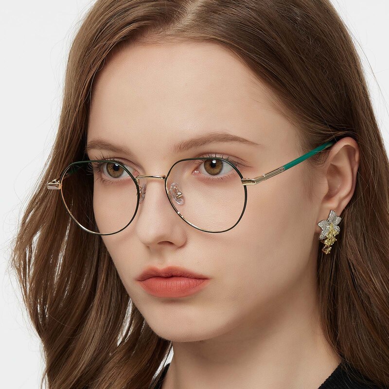 Alva Polygon - Green Eyeglasses