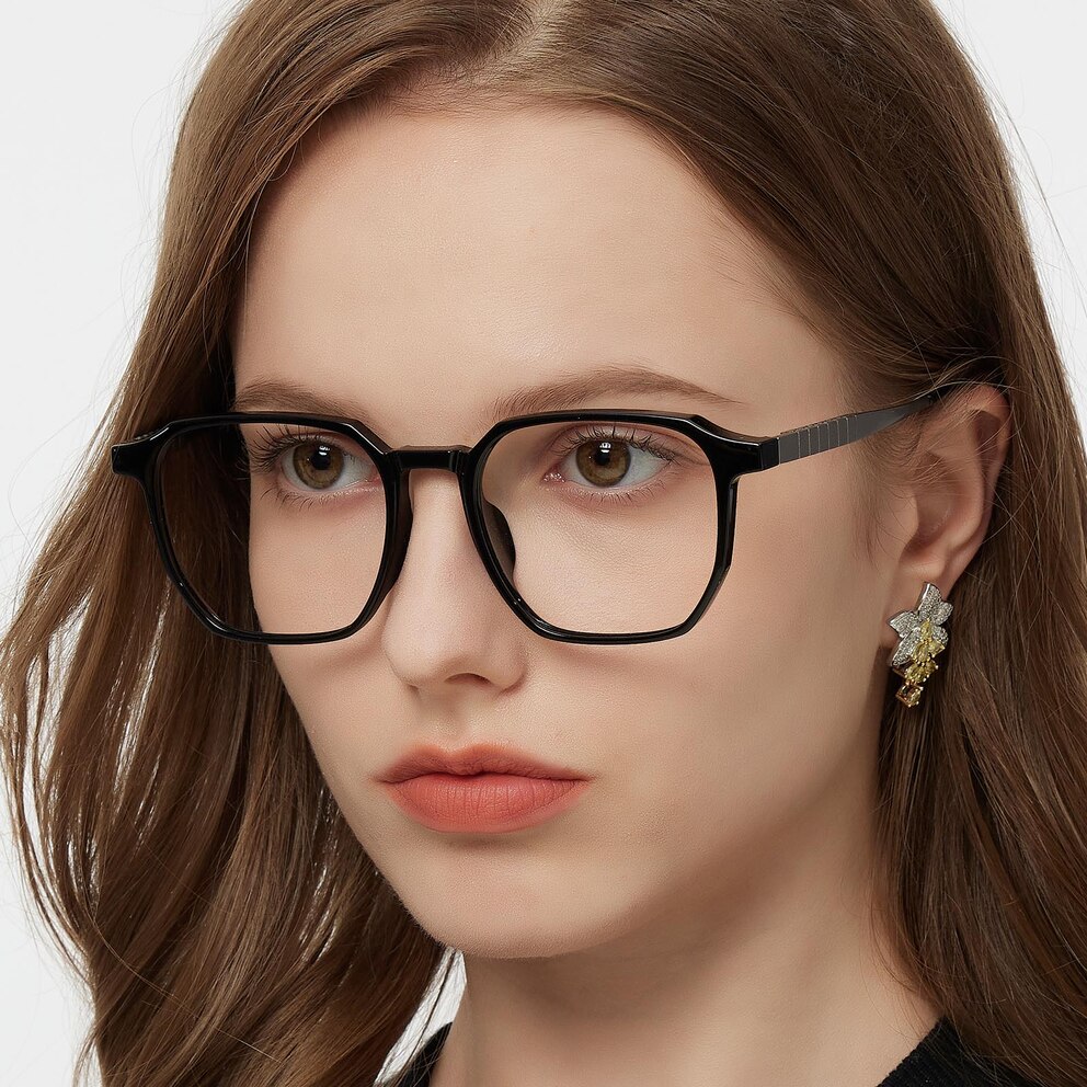 Naples Polygon - Black Eyeglasses
