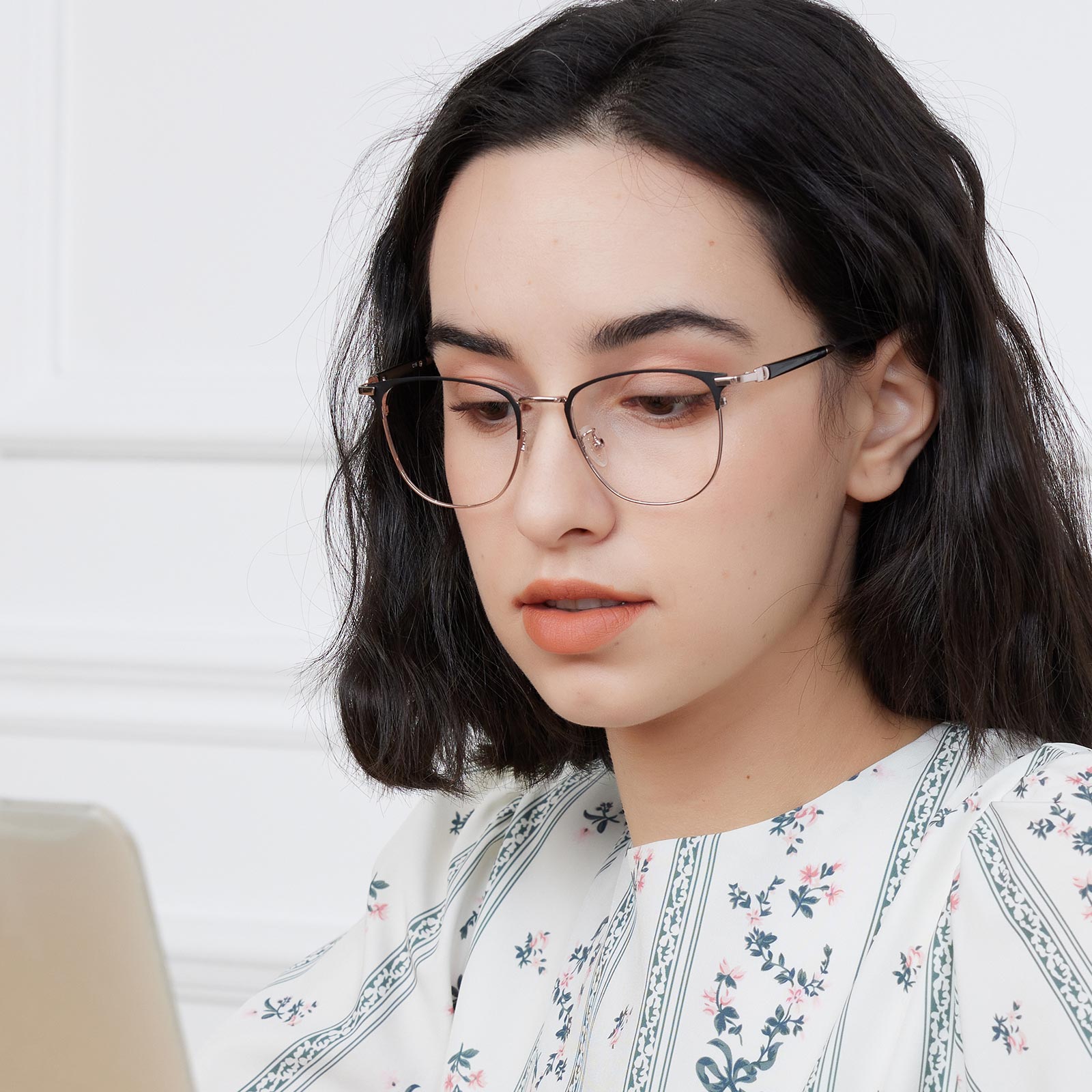 Haywood Oval - Black/Rose Gold-Blue Block Pro Eyeglasses