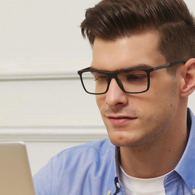 Bruno Rectangle - Black Blue Block Pro Eyeglasses